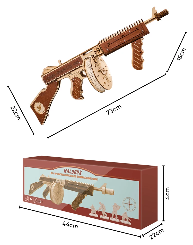 Mechanical Model 3d Brainteaser Wooden Rubber Band Gun Toy Handgun Guns ...