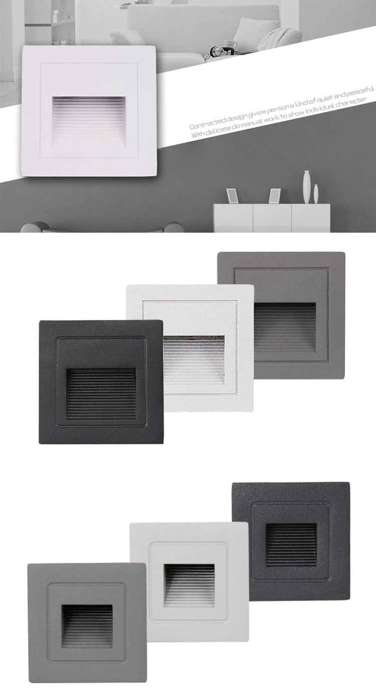 Indoor Wall Lighting Square Led Stair Step Light Recessed Grey Step ...