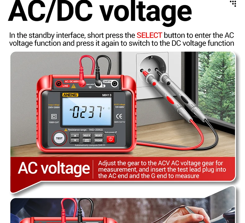 ANENG MH13 Digital Multimeter & Insulation Tester Megohmmeter Tool