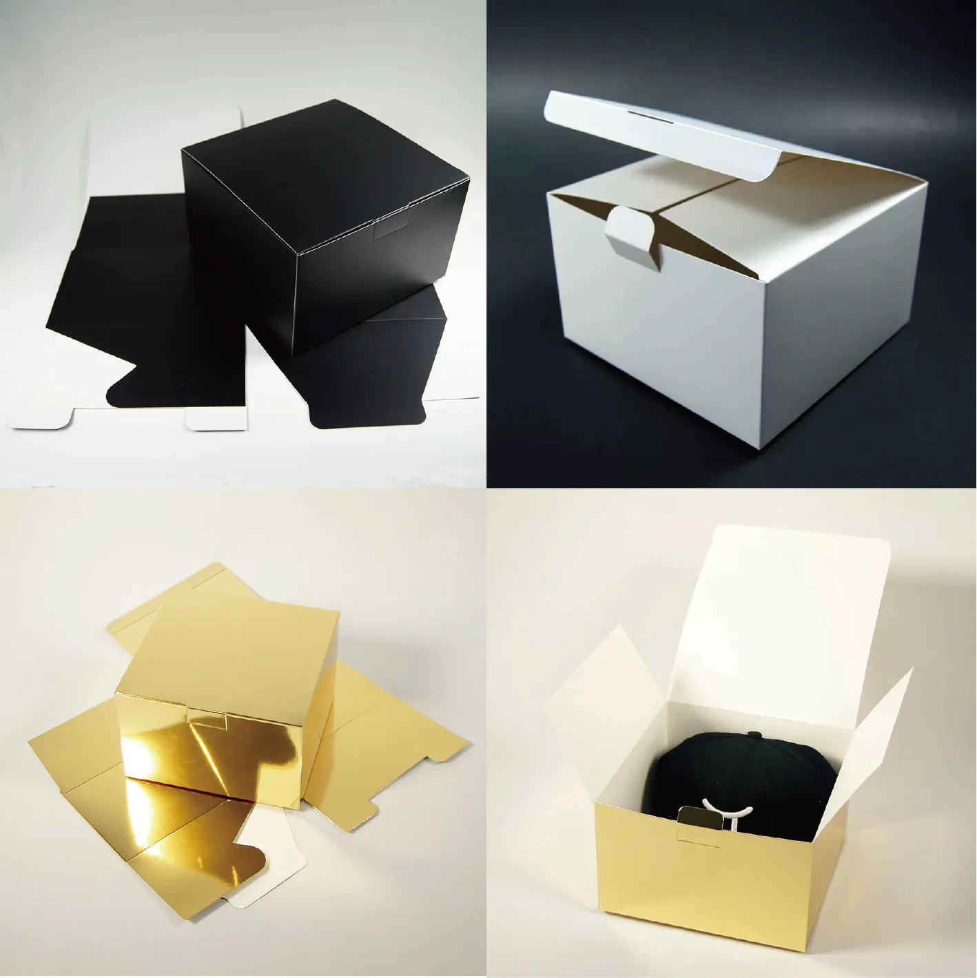 Cheap Black Custom Logo Paper Cap Box Snapback Hat Packaging