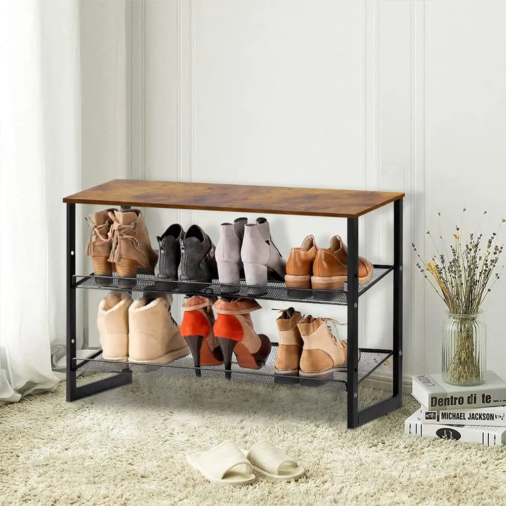3-tier Tilting Adjustable Freestanding Shoe Rack 6-pairs 25.2 In Length ...