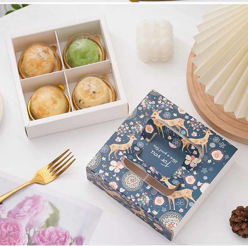 Luxury Food Box for Egg Yolk Pastry 6 Compartment Cake Deer Gift Box ...