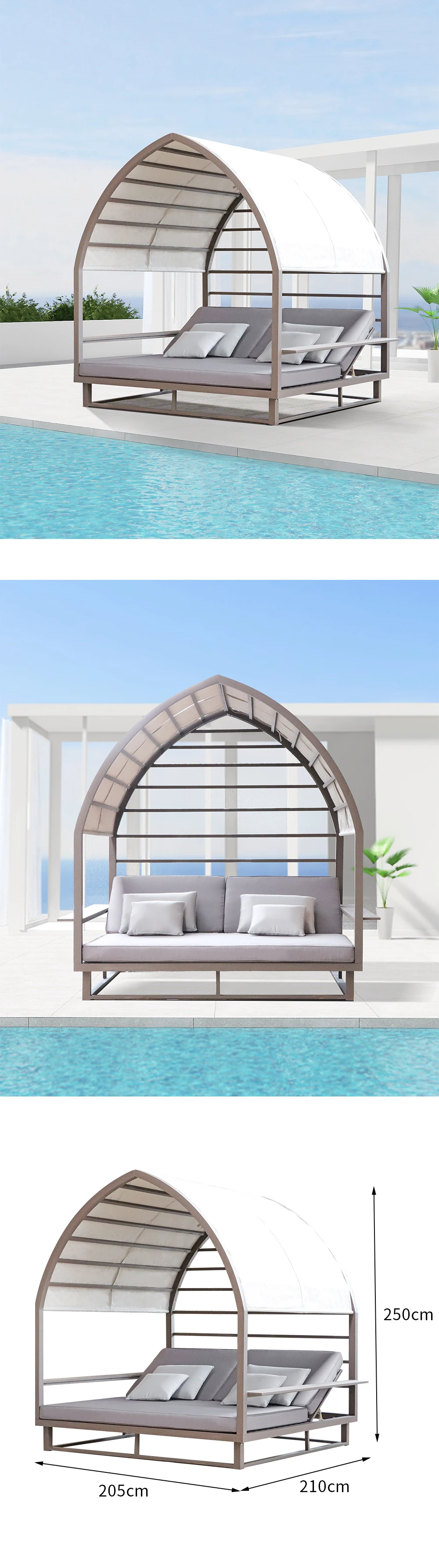 Top Selling All Weather Sunproof Beach Sunbed With Canopy Hotel Unique ...