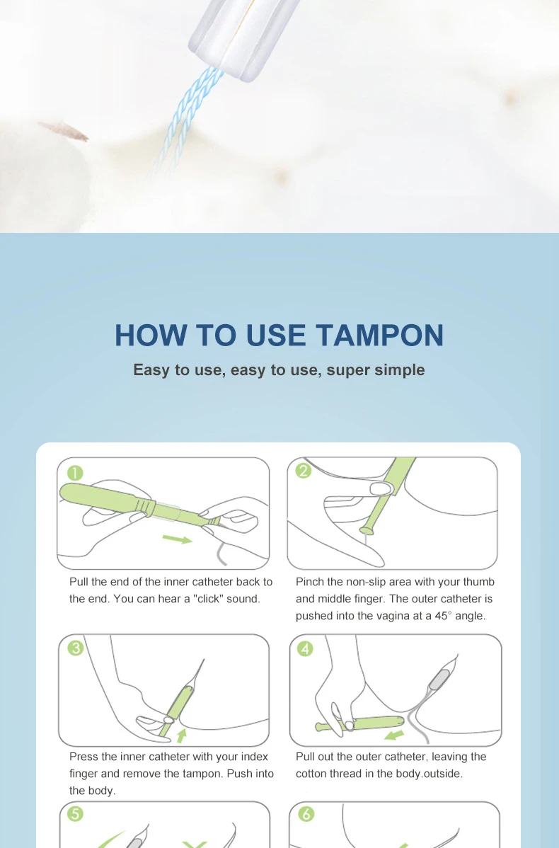 Strong Absorbent Disposable Biodegradable Organic Cotton Tampons For ...