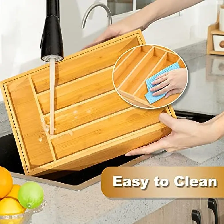 Dibangni Expandable Kitchen Drawer Organizer Bamboo Utensil Tray - Buy ...