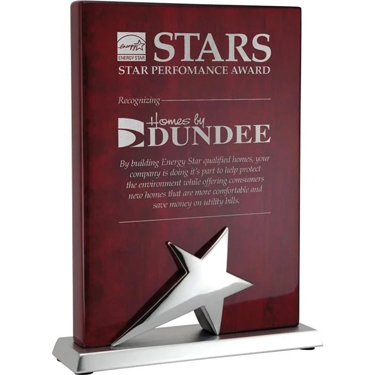 Custom Rosewood Piano Finished Star Recognition Plaque