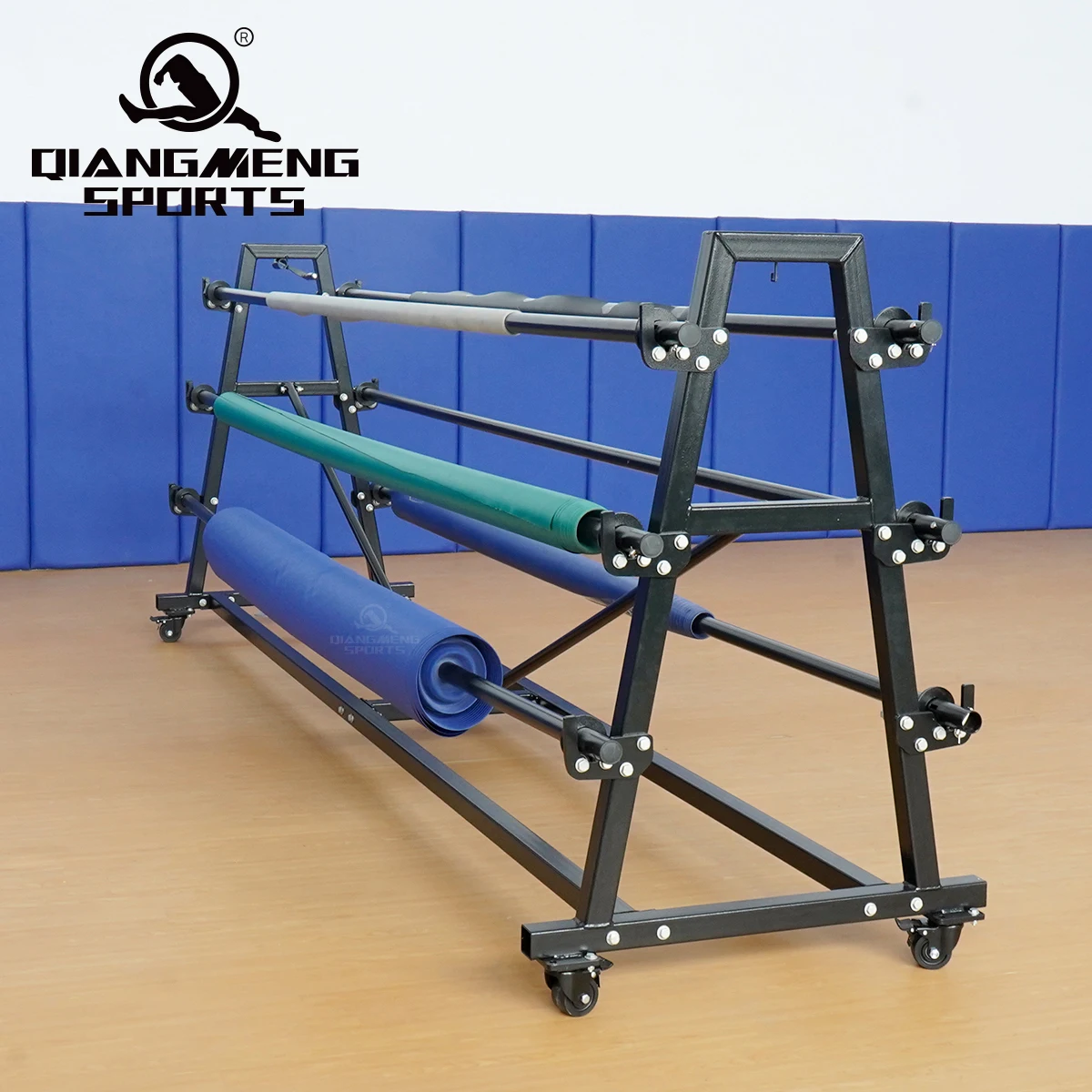 Mobile Storage Rack with 6 Rollers for Gym Floor Coverings