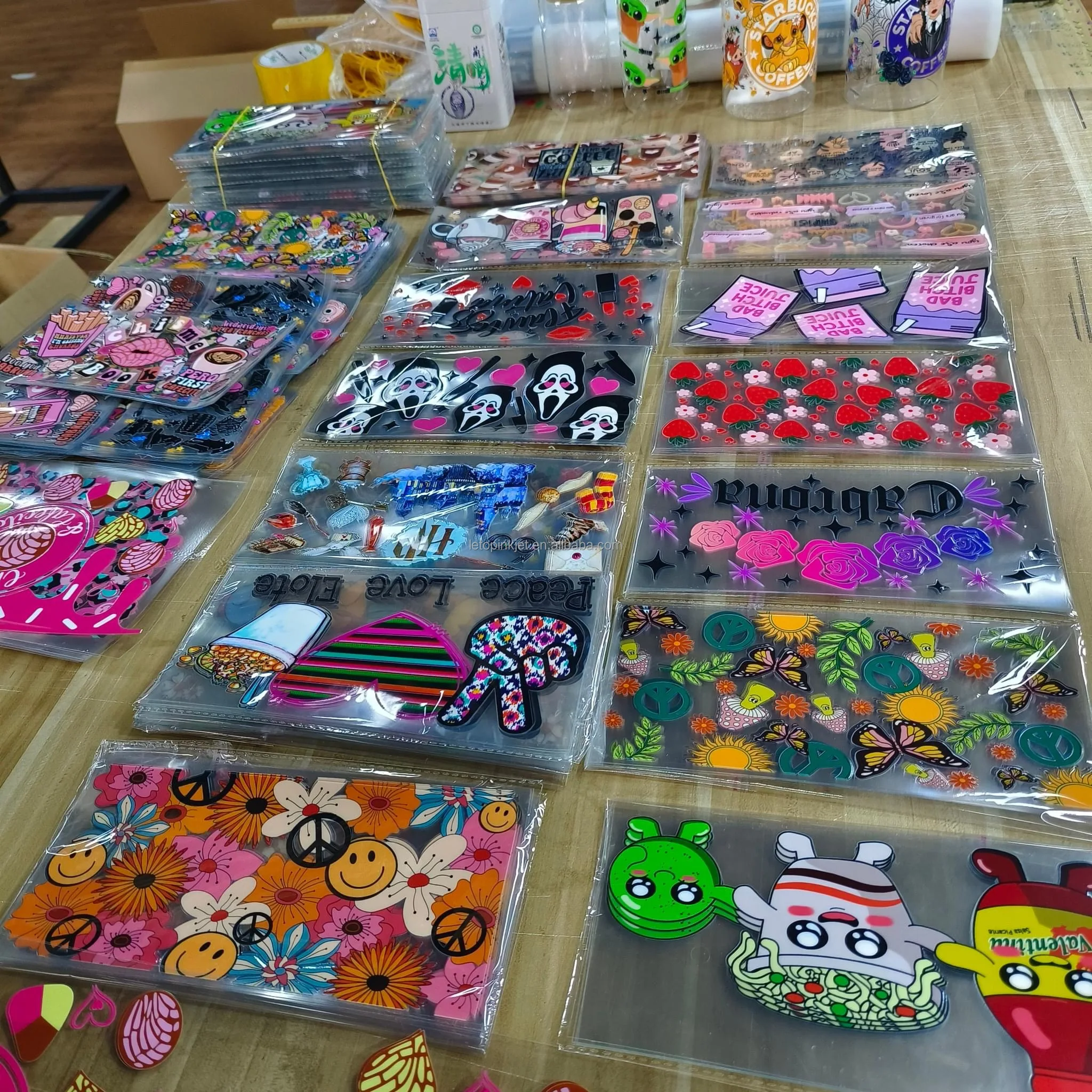 LETOP UV DTF Keychain Decals - Waterproof & Customizable