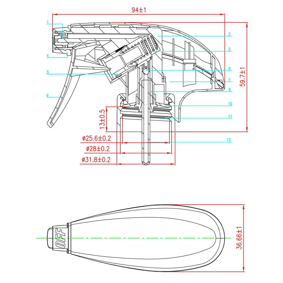 High Quality Non Metal Spring Plastic Trigger Sprayers 28 400 410 415 ...