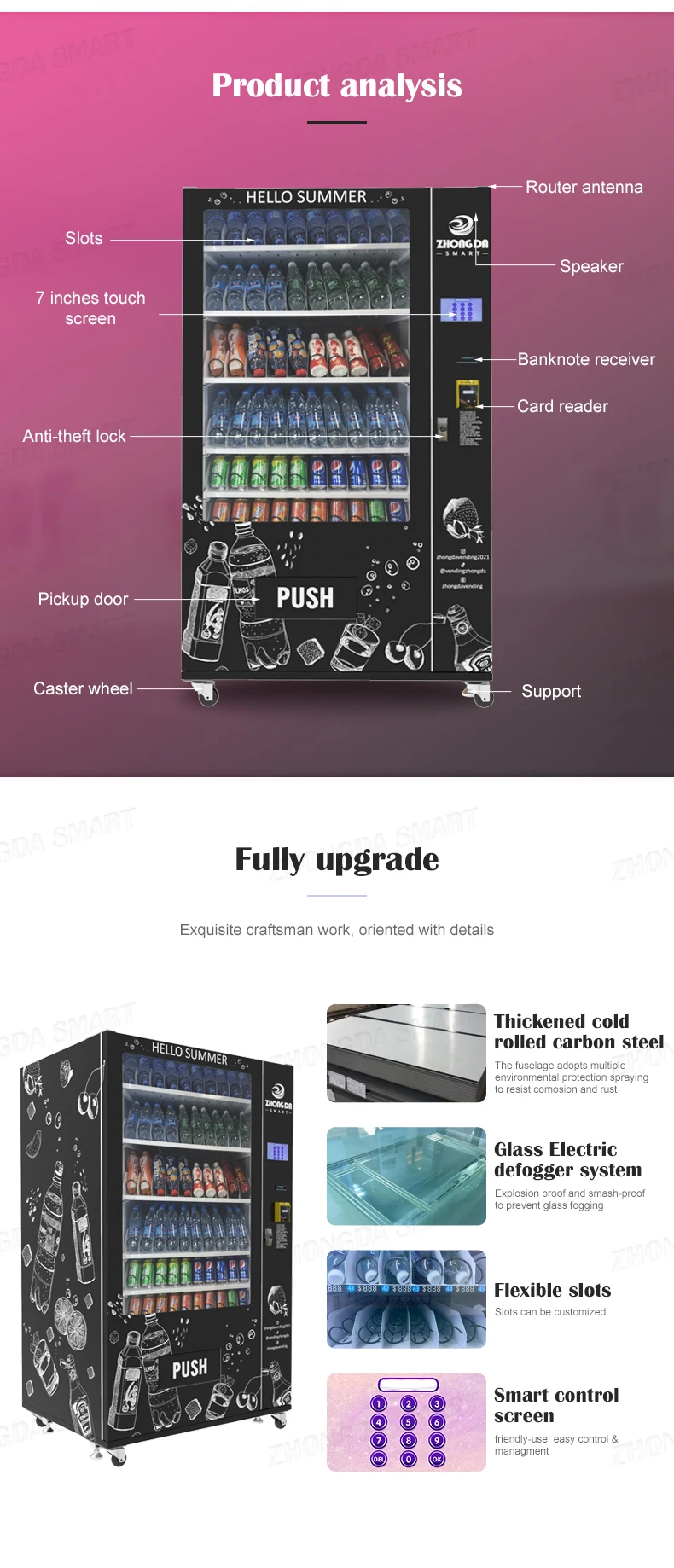 Vending Machine for Foods and Drinks with Lift and Age ID