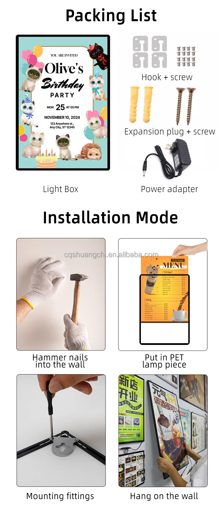 Aluminium Frame Billboard Wall Mounted Install Easy Indoor Advertising ...