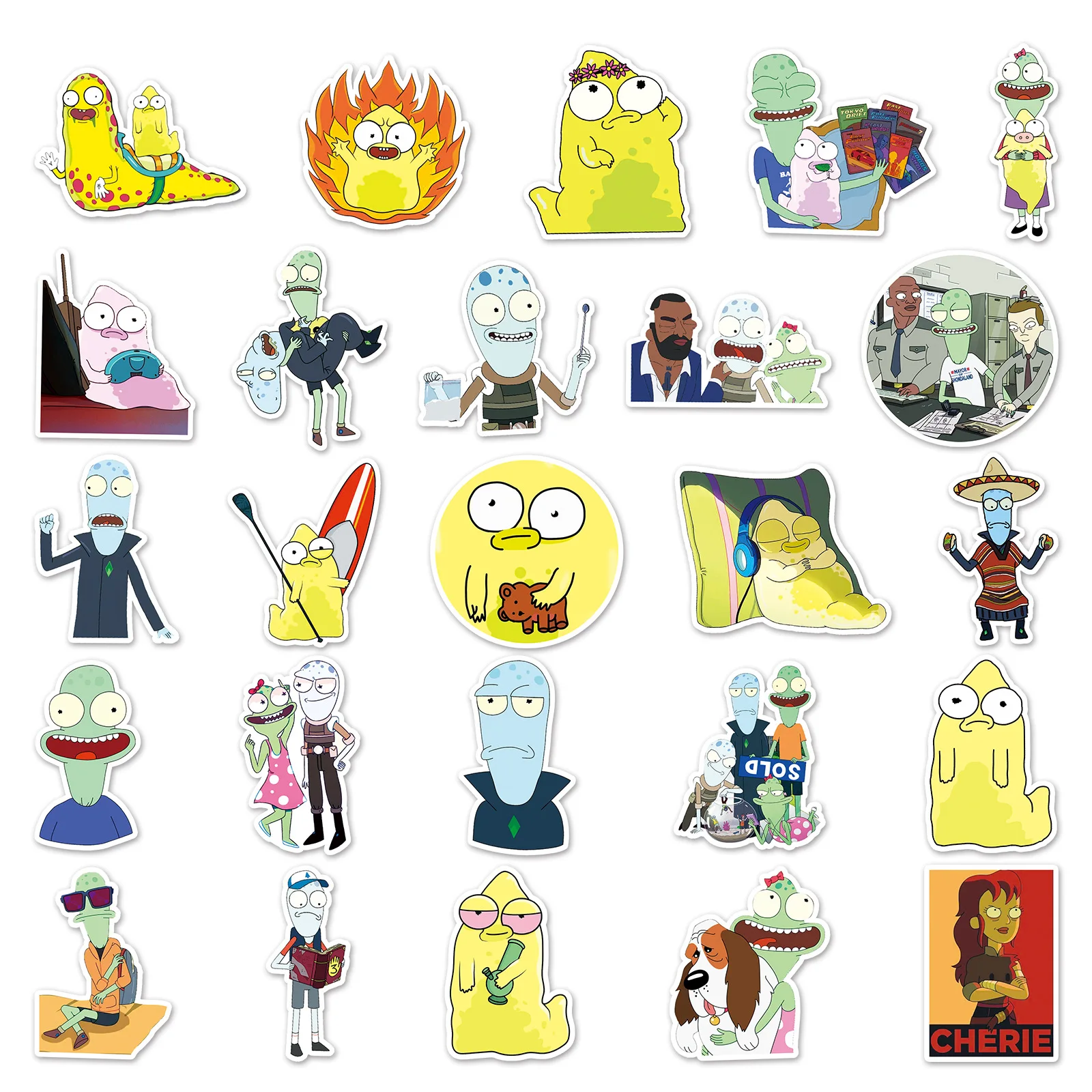 50pcs Cool Cartoon Solar Opposites Stickers For Boy Child Laptop Car ...