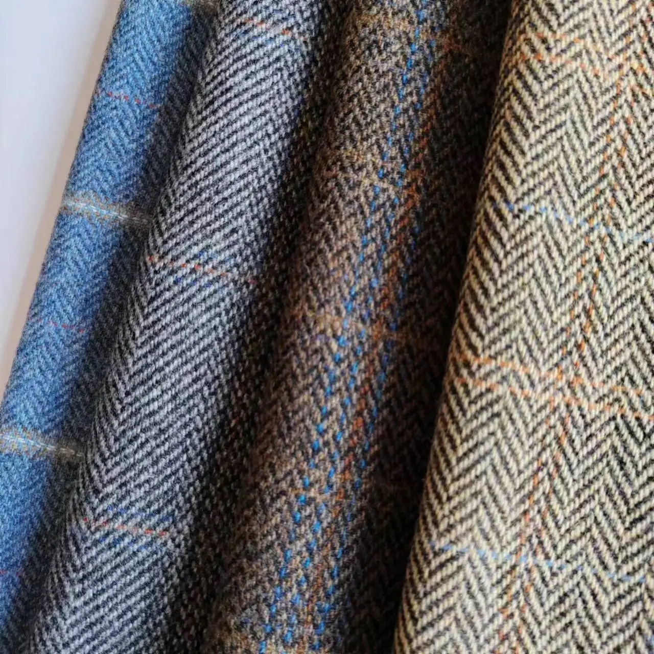 Shop Our Mixed Color Herringbone Check Vintage Wool Fabric