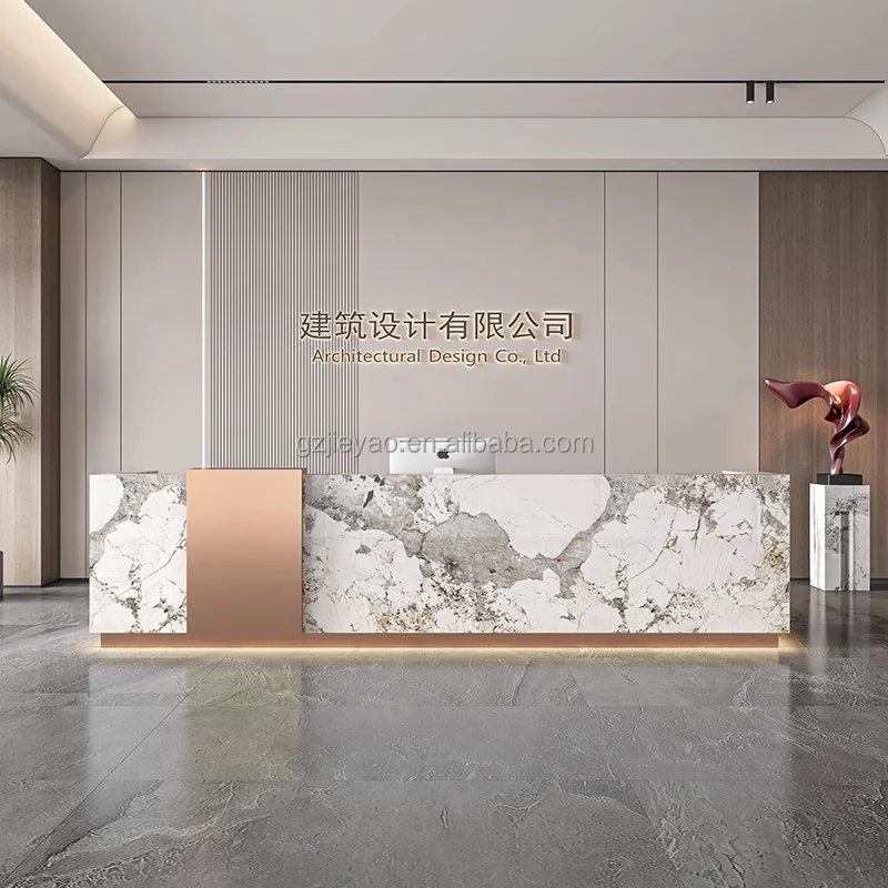 Modern Hotel Front Desk Counter Clubhouse Black Reception Counter ...