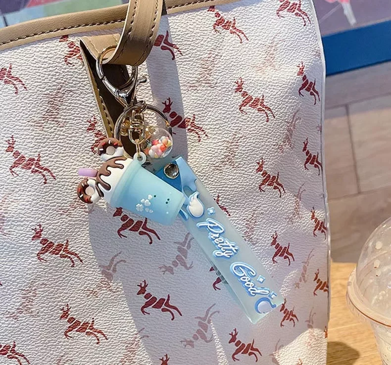 Custom Creative Ice Cream Milk Tea Mini 3D PVC Keychain