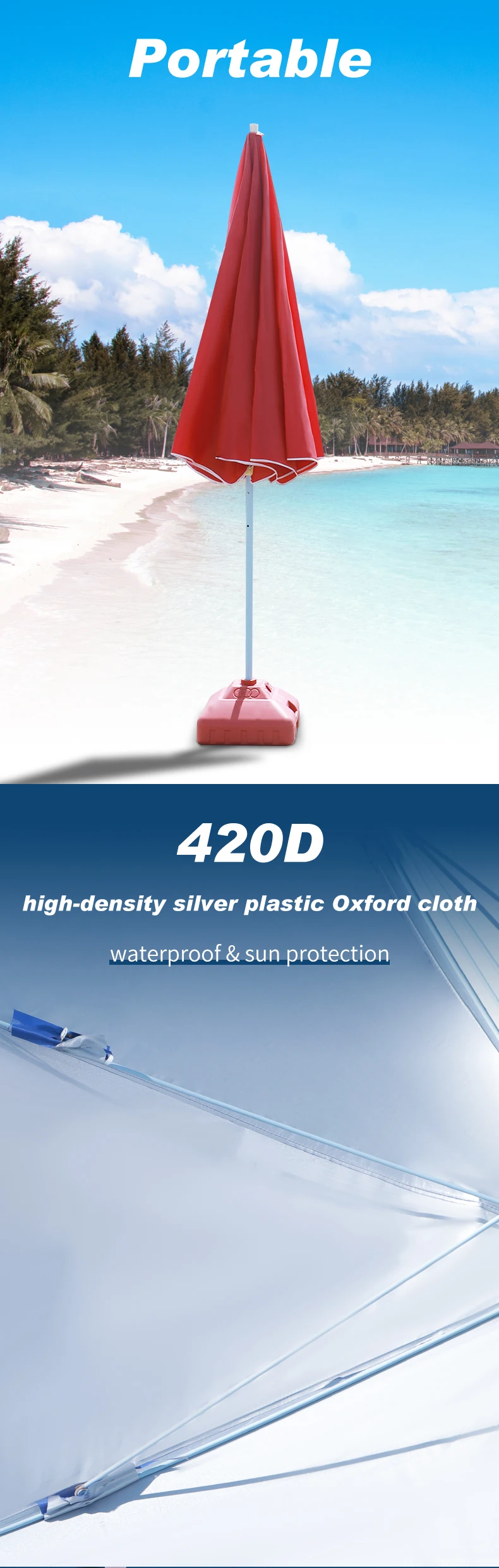 Outdoor Sunshade Beach Umbrella Parasol For Seaside Holiday And ...