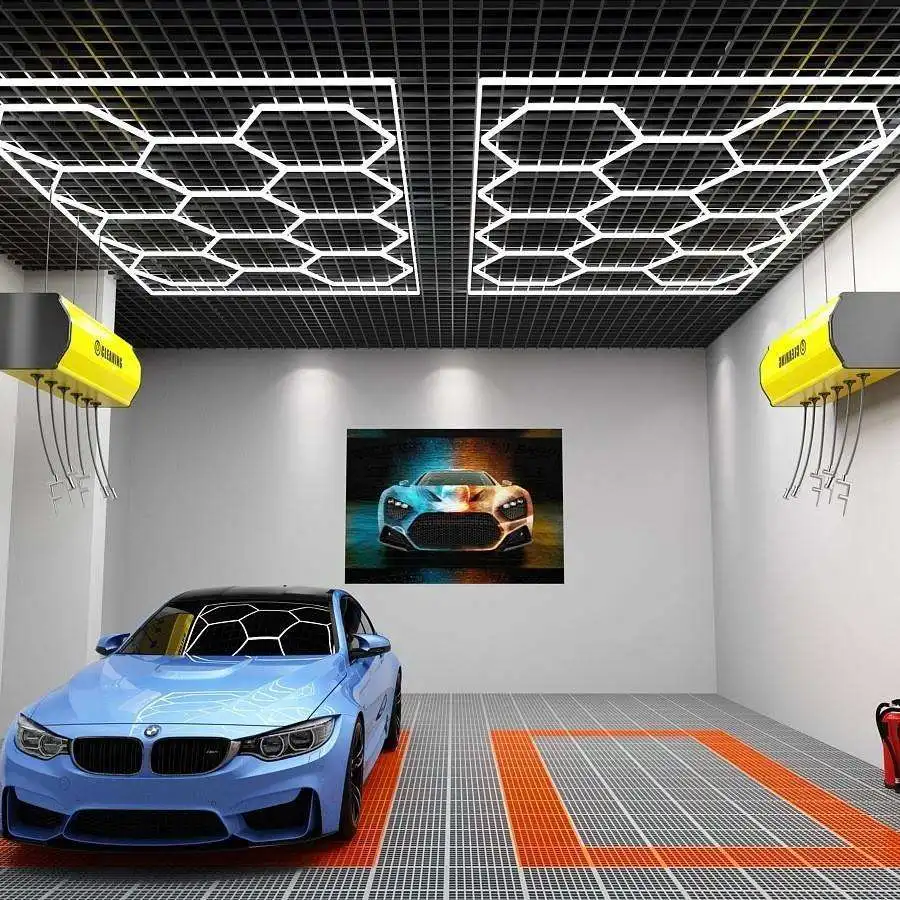 Hexagon Grid Honeycomb Led Ceiling Lights For Auto Detailing Shop Led ...