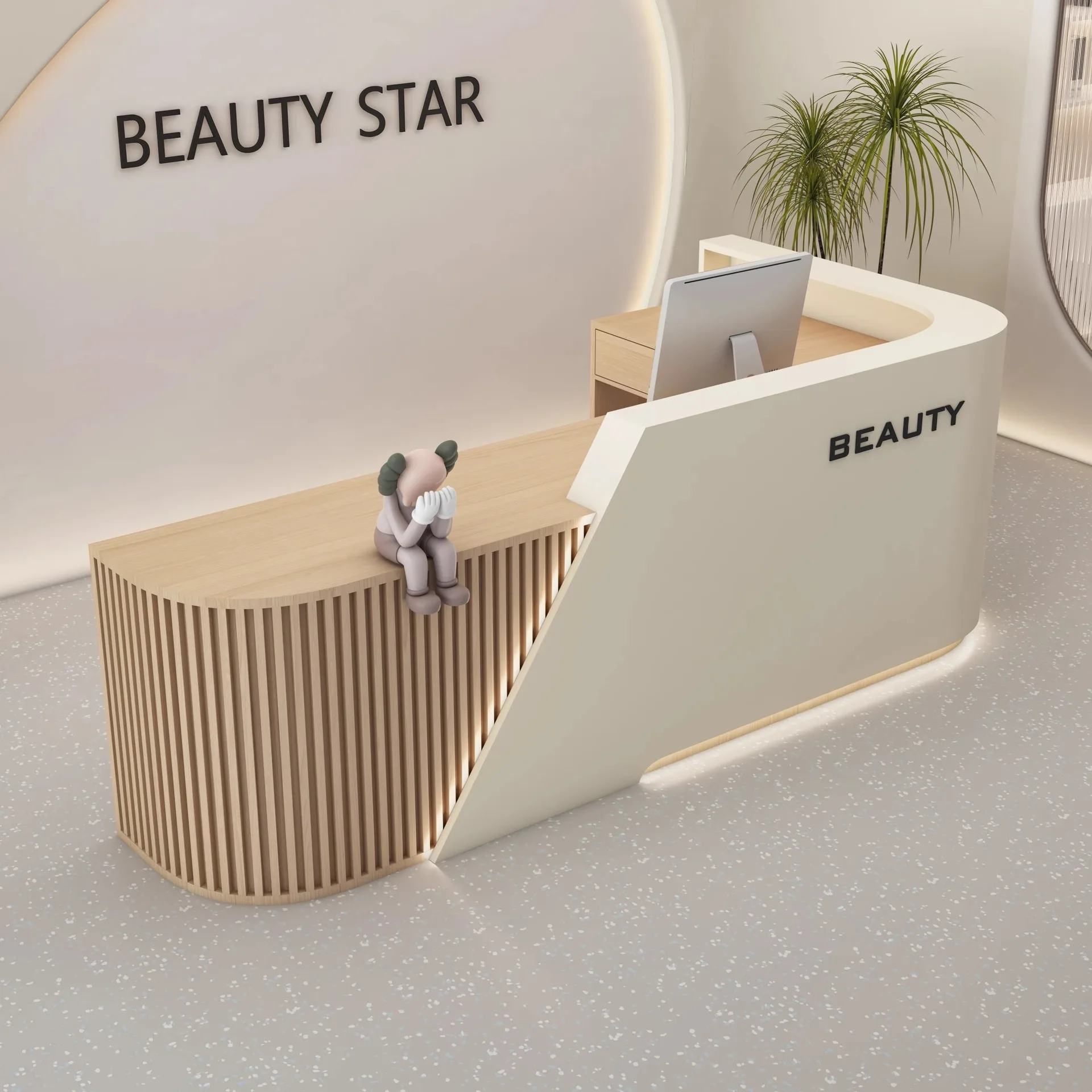 Modern Style Barbershop Commercial Furniture Logo Customizable Front ...