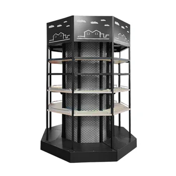 Customized Round Display Stand Supermarket Gondola Shelves Metallic ...