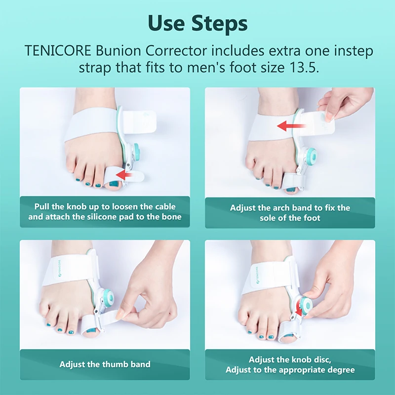 TENICORE Orthopedic Bunion Corrector - Day & Night Toe Splint Separator ...