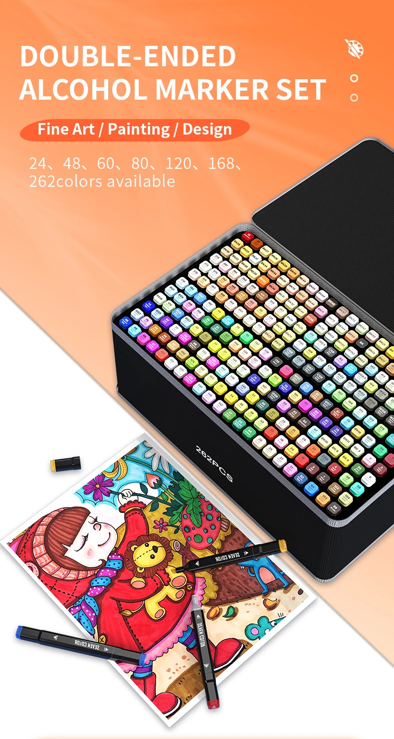 262 Colors Rotuladores Doble Punta Alcohol Permanent Markers Alcohol ...