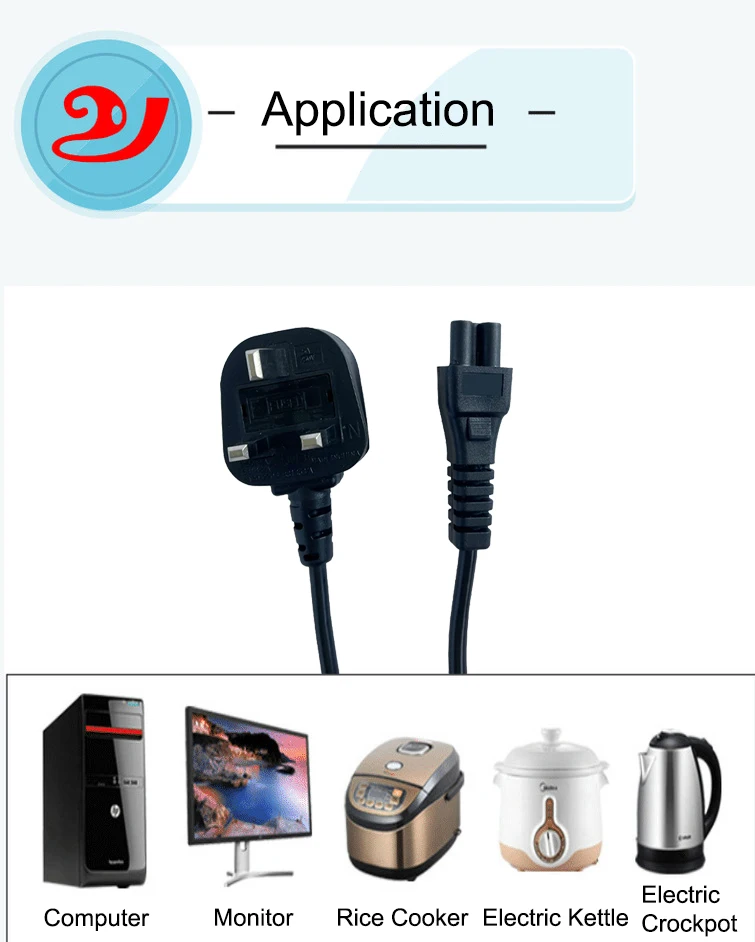 1.5m Uk Plug 3 Prong 1.2m Notebook Laptop Power Cable Power Supply ...