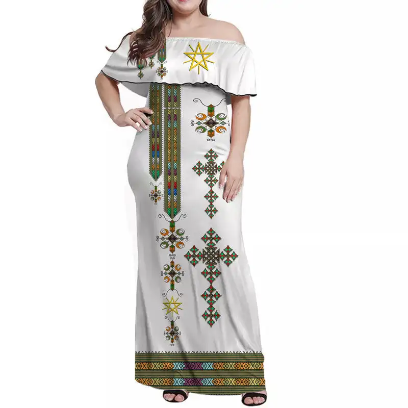 Ethiopian Hemen Dress & Hawaiian T-Shirt Combo by JOYEAHOME