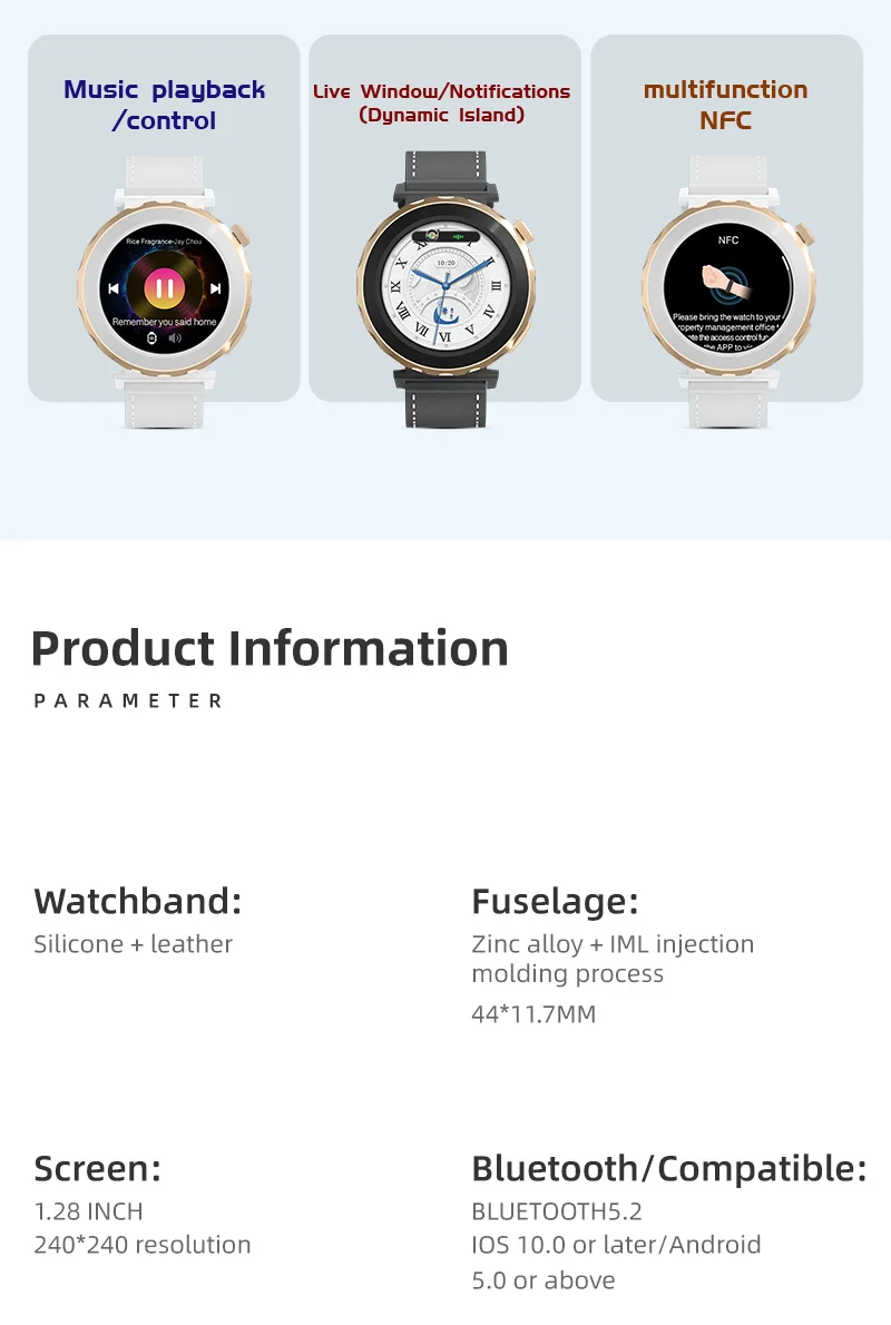 2025 Newest Round Smart Watch HW5 Mini 1.28inch 41mm BT5.2 Wireless Charging Intelligent Heart ...