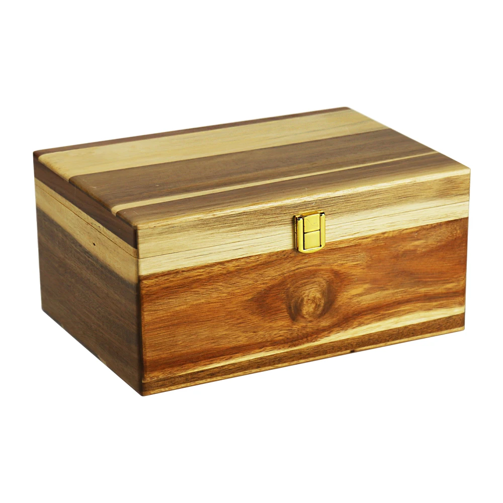 Solid Acacia Custom Wooden Stash Boxes with Hinge Lid Large Acacia ...