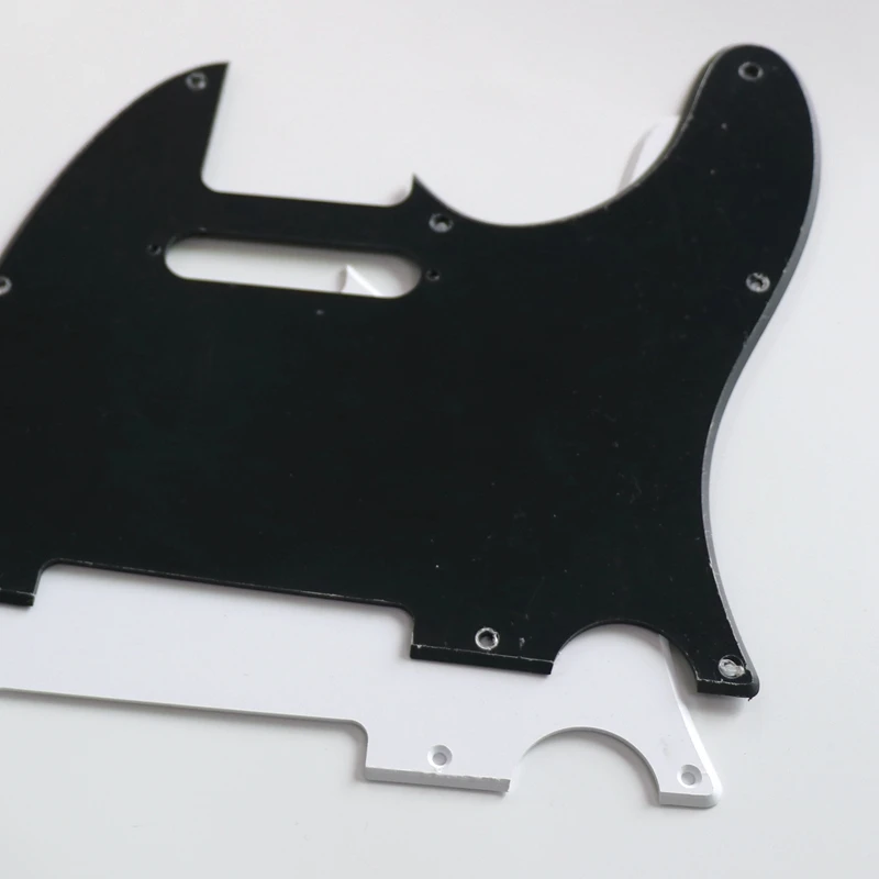 Custom 8 Holes Single Layer Black Color Tele Guitar Pickguards In White ...