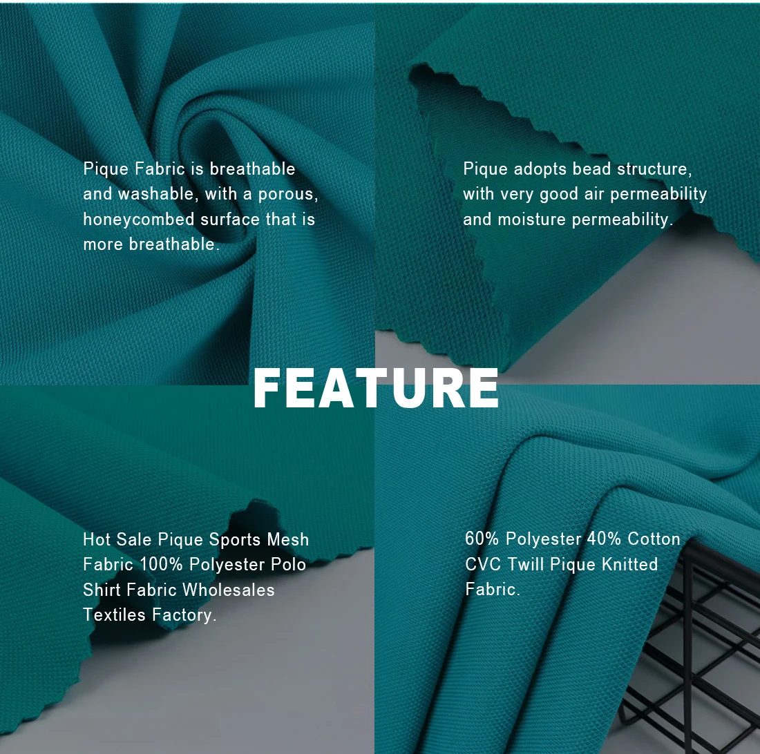 Custom Pique Polo Textile Mesh Knit Coolmax 100% Polyester