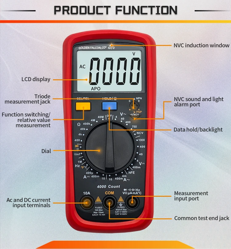Ut39a High Precision Digital Multimeter Ncv Smart Multimeter Current Ac ...