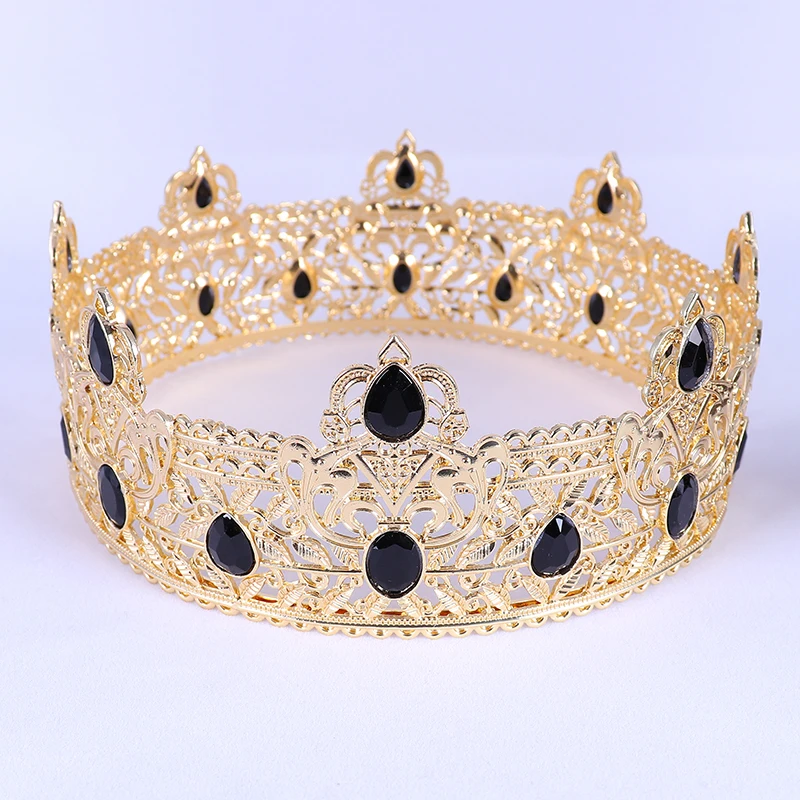 Baroque King Crown Crystal Round Crown Male Show Crown Hair Accessories ...