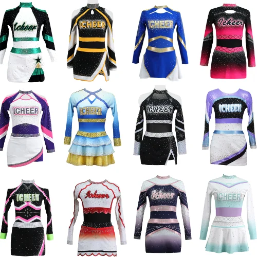 Icheerobics Wholesale Kids Cheer Team Wear Customized Long Sleeve ...