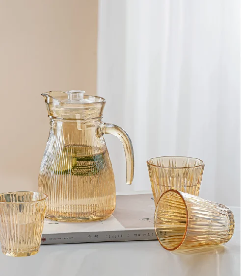 Glass Water Jug Cup Set - Eco-Friendly & Classic Design