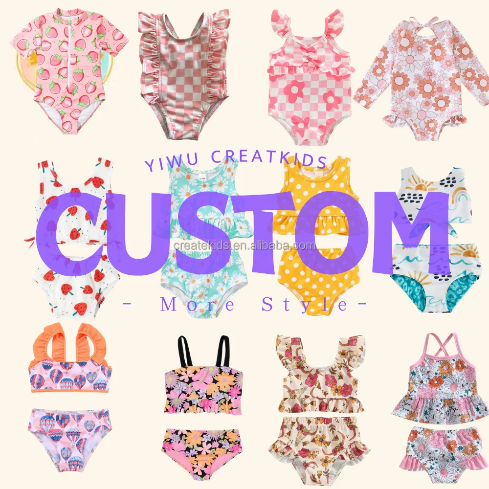 Fashion Shinny Girls Bathing Suits Summer Little Girls Swimwear Pink ...