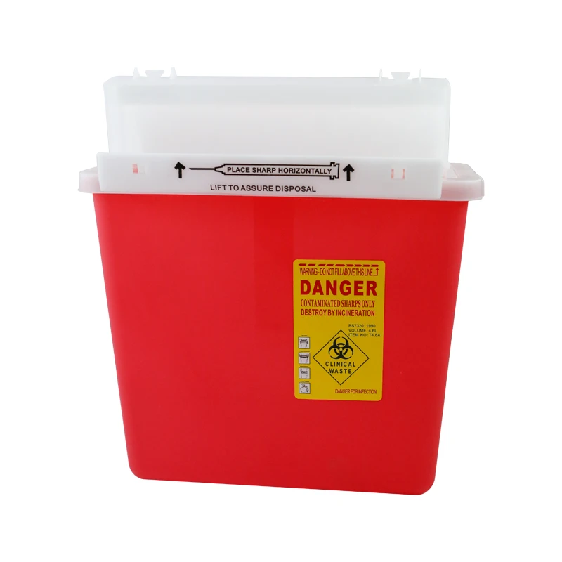 5 Quart 4.6l Biohazard Needle Disposal Store Waste Box Medical Sharps ...