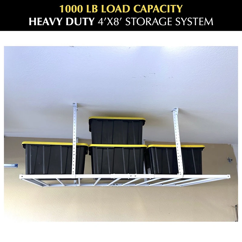 Wall Mounted Stackable Bin Rack Overhead Garage Storage Shelf for ...