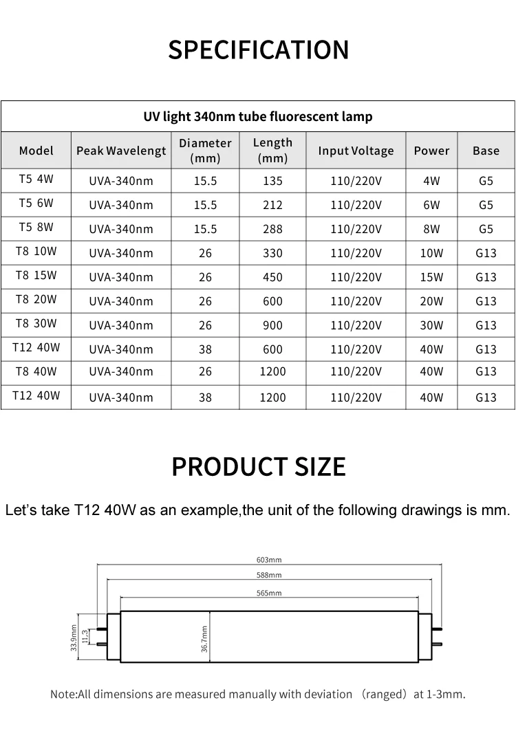 10W UVA 340 Tube - Efficient Lighting for Animal Health