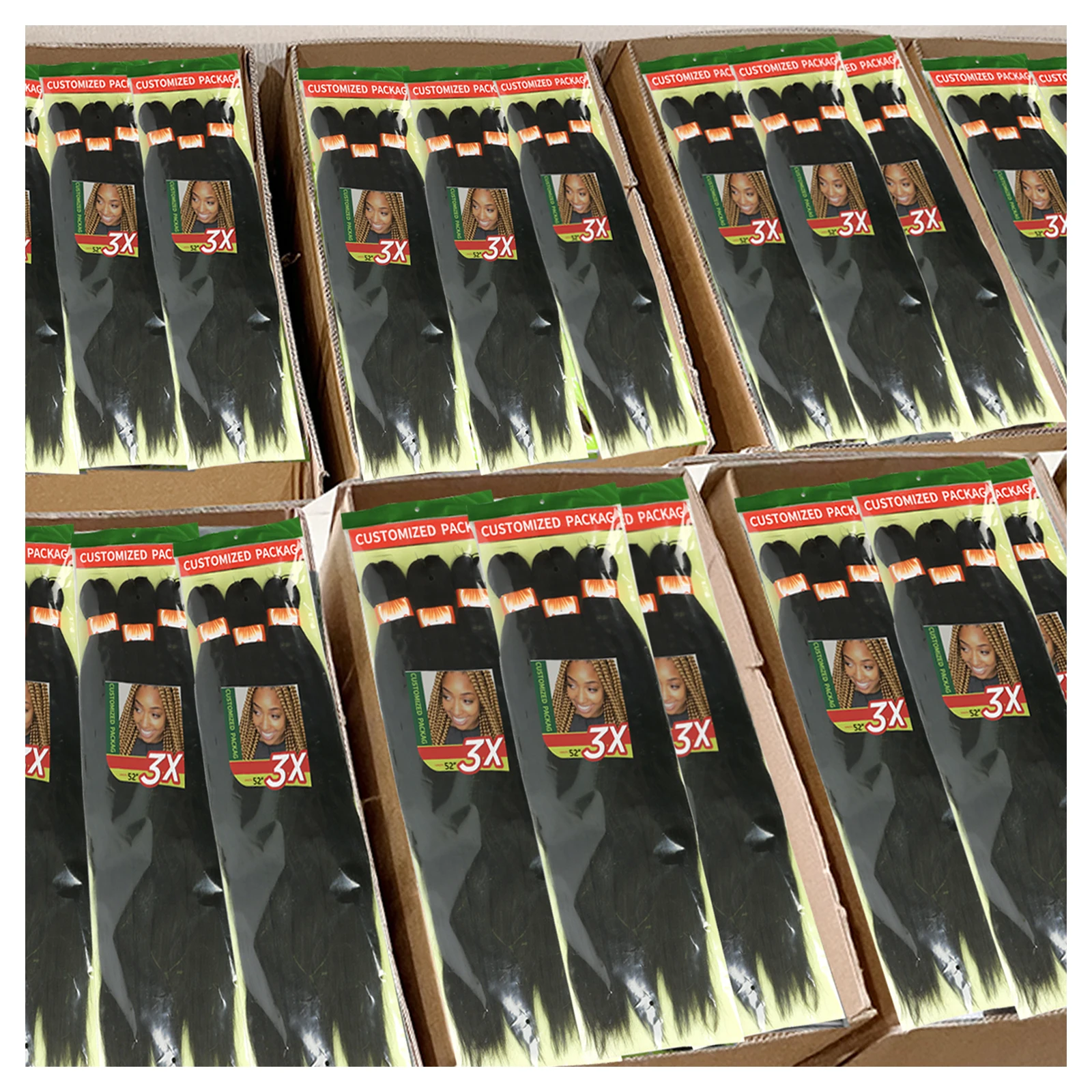 Wholesale Three Tone 52 Inch Large Knot Less Black Prestreched Braiding ...
