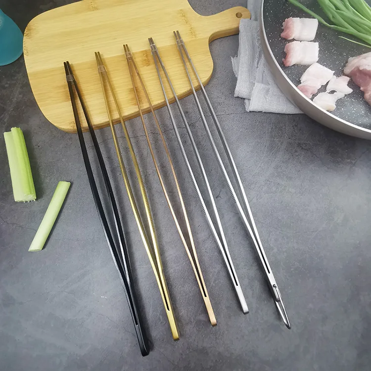 Metal Culinary Garnish Chef Plating Cooking Pliers Food Tongs Long 12 ...