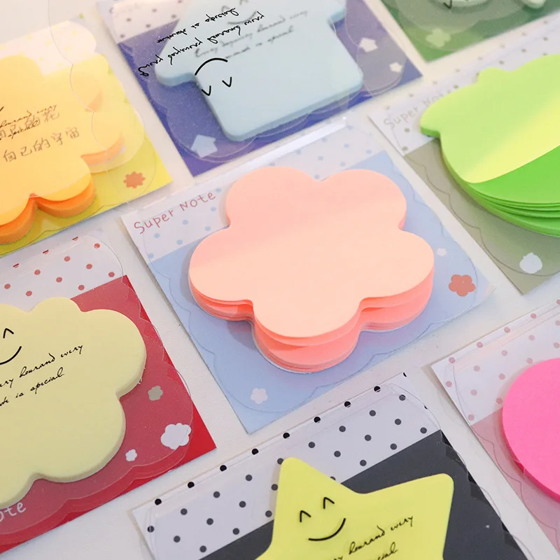 Creative 30-Page Self-Adhesive Memo Pads Fluorescent Colors Kawaii ...