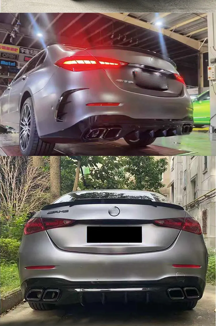 Abs Material C63 Style Car Bumper Rear Lip Muffler Exhaust For Mercedes Benz C Class W206 C200l ...