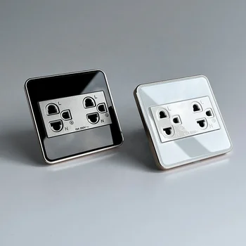 Eu Wall Socket 86 Standard 250v ~ White Black Tempered Glass Vn Thai ...