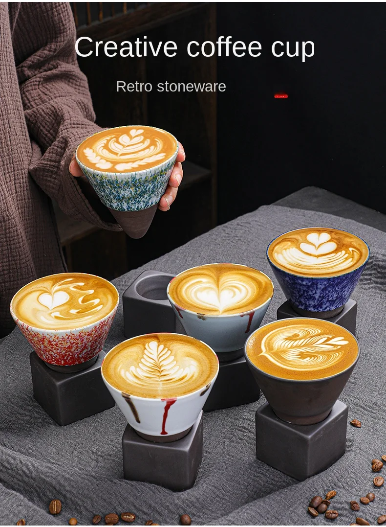 150ml Funnel Ceramic Clay Tea Cup Retro Latte Espresso Cup Japanese ...