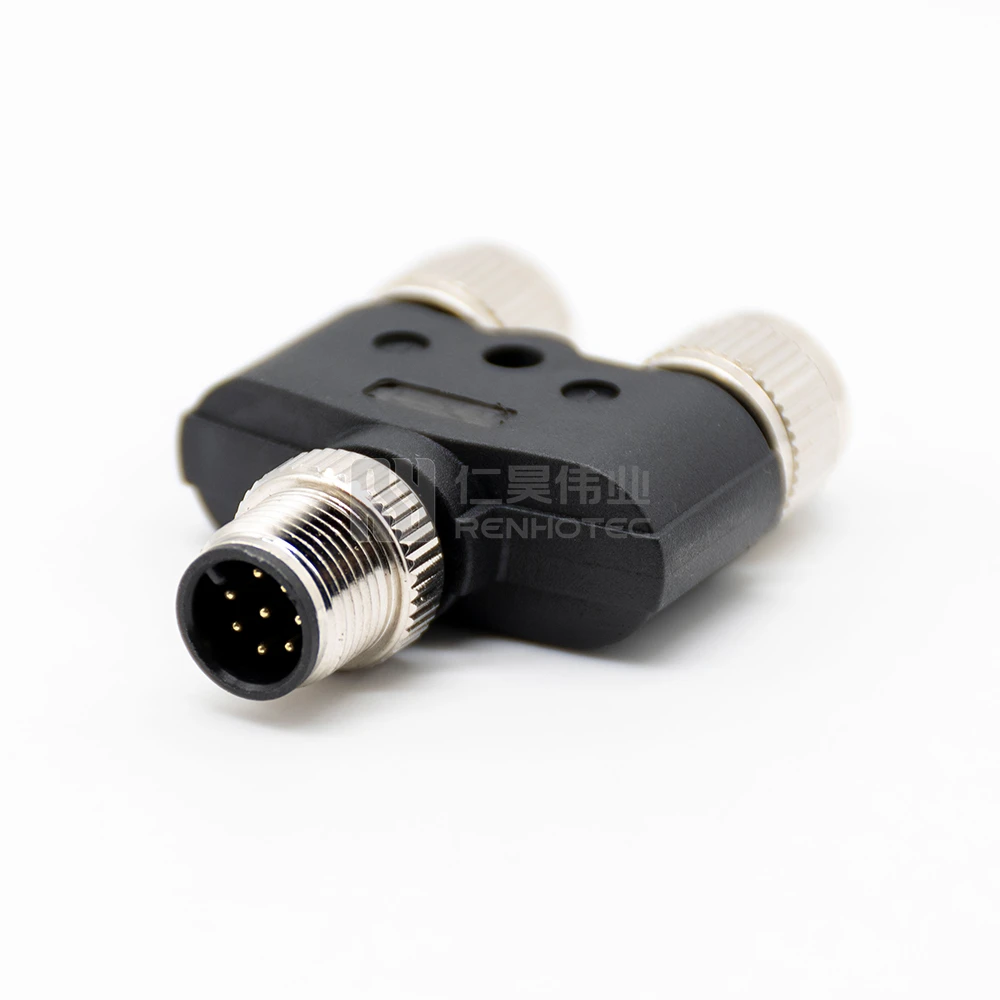 M12 Sensor Connector Y Type Adapter 8Pin Male to Two Female Splitter ...
