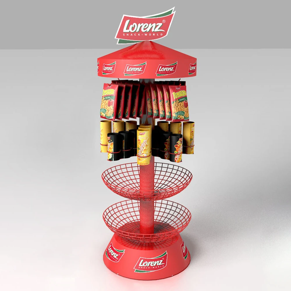 Customized Metal Wire Potato Chips Snack Display Stand For Supermarket ...