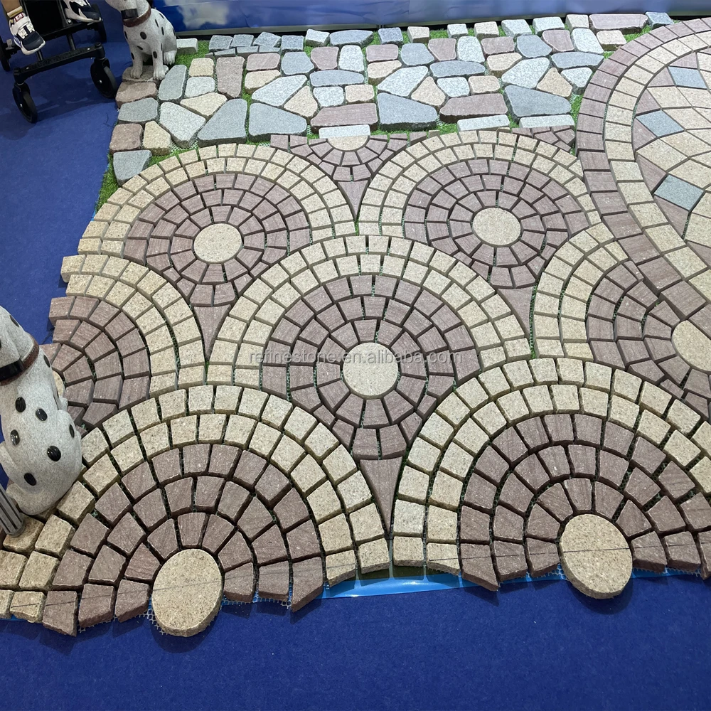 Modern Design Red Porphyry Fan Shape Mesh Pavingstone - Buy Pavers ...