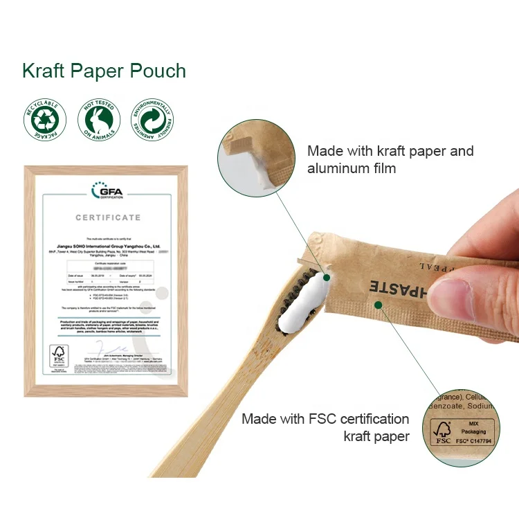 Biodegradable 100% Plastic-free FSC Kraft Sachet Hotel Dental Kits with ...