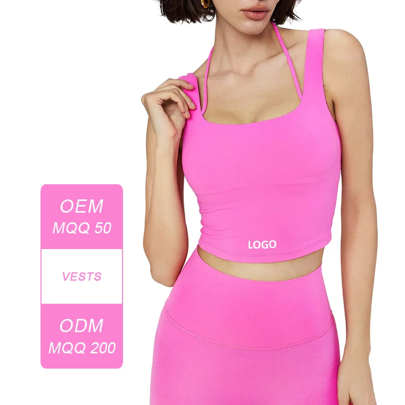 Wx41007 Women Sports Underwear Halter Neck With Chest Pad Yoga Vest ...